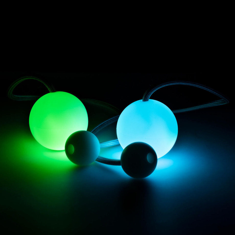 Pair of 70 mm LED glow Contact Poi USB rechargeable and multi programme ...